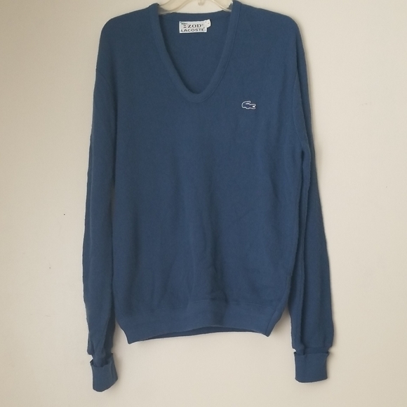 Izod Lacoste | Sweaters | Izod Lacoste Vintage Blue Crocodile Blue V Neck Sweater Large | Poshmark